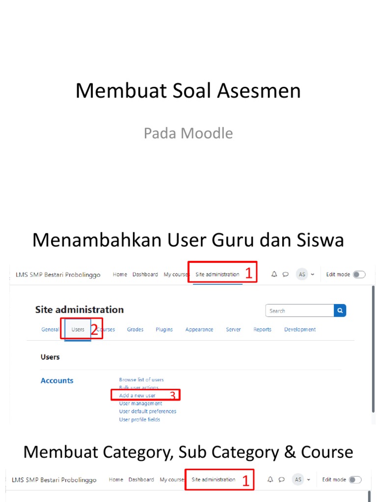 Membuat Soal Asesmen Pada Moodle | PDF