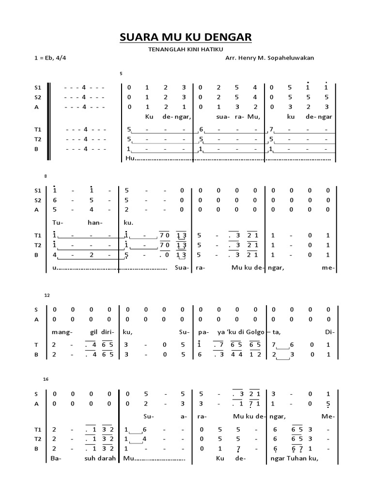 Suara Mu Ku Dengar - Not Angka | PDF
