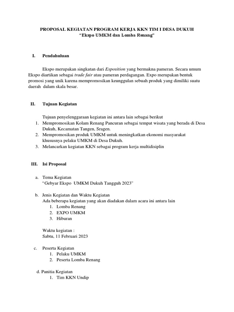 Proposal Proker Kolam Renang | PDF