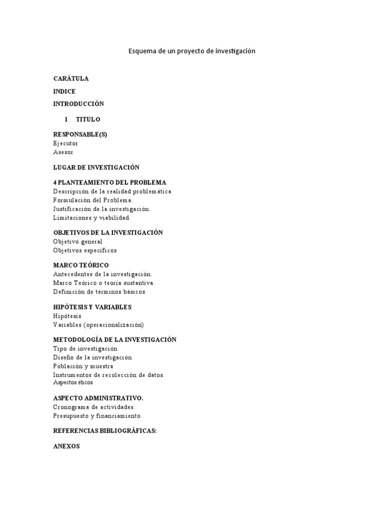 Esquema Completo de Proyecto de Investigación | PDF