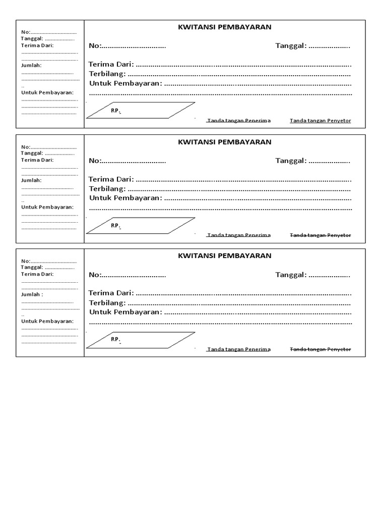 Template Kwitansi Pembayaran PDF | PDF