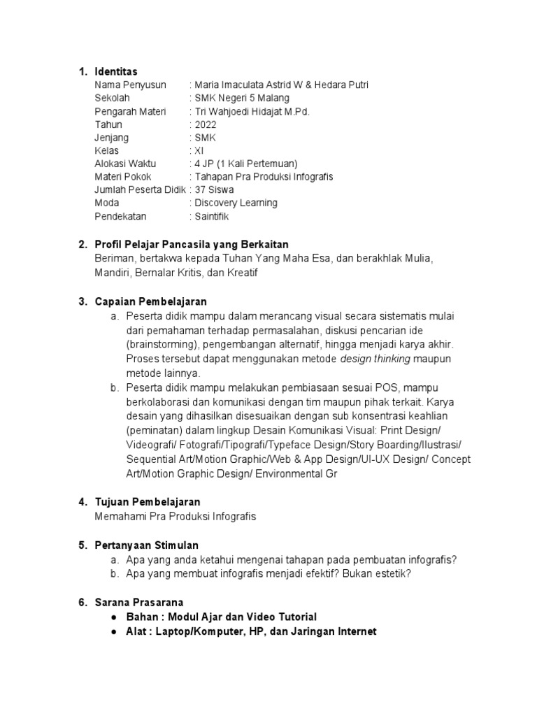 Modul Ajar KDKV 4 Pra Produksi | PDF | Seni | Sains & Matematika