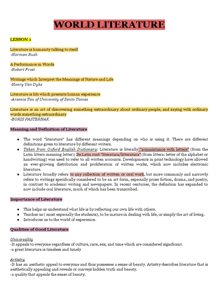 World Literature | PDF | Poetry | Chivalric Romance