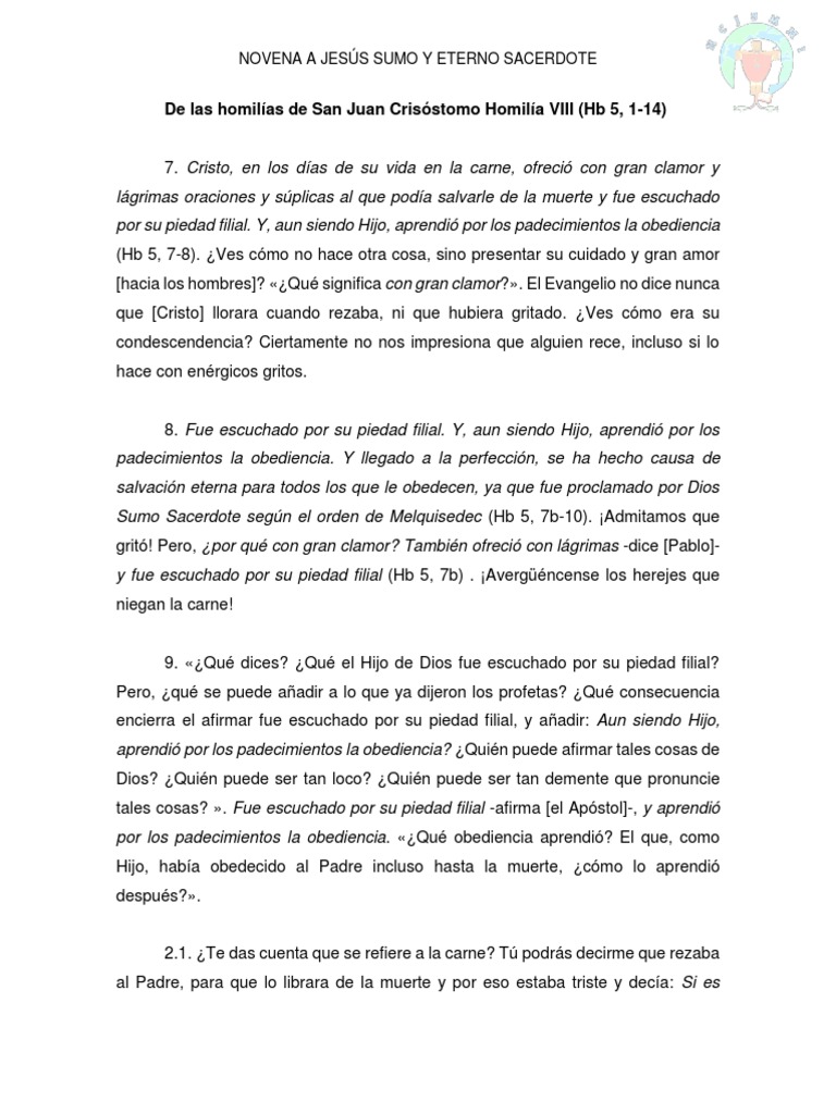 De Las Homilías de San Juan Crisóstomo Homilía VIII Día 5 | Descargar ...