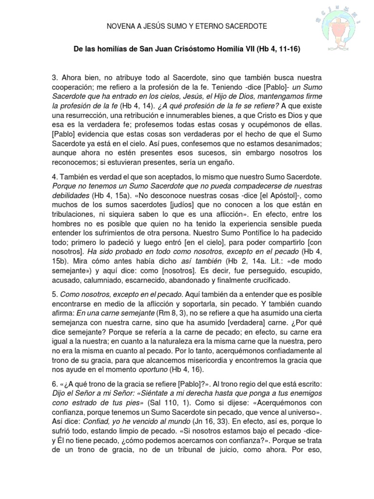 De Las Homilías de San Juan Crisóstomo Homilía VII | PDF | Gracia ...