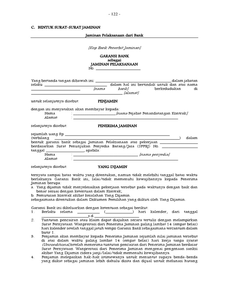 Format Jaminan Pelaksanaan | PDF