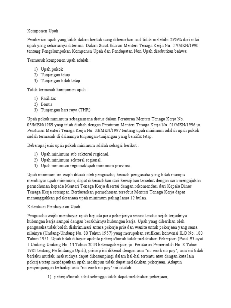 Komponen Upah | PDF