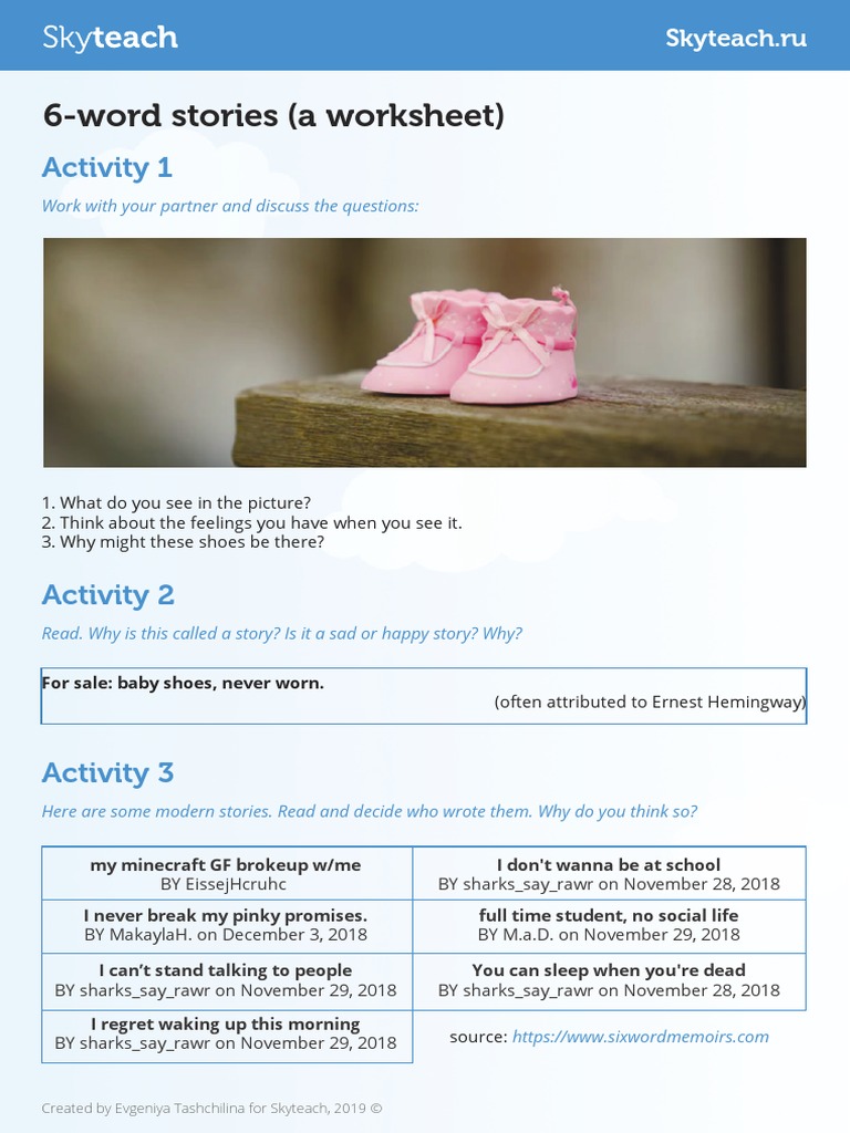 6 Word Stories Worksheet | PDF