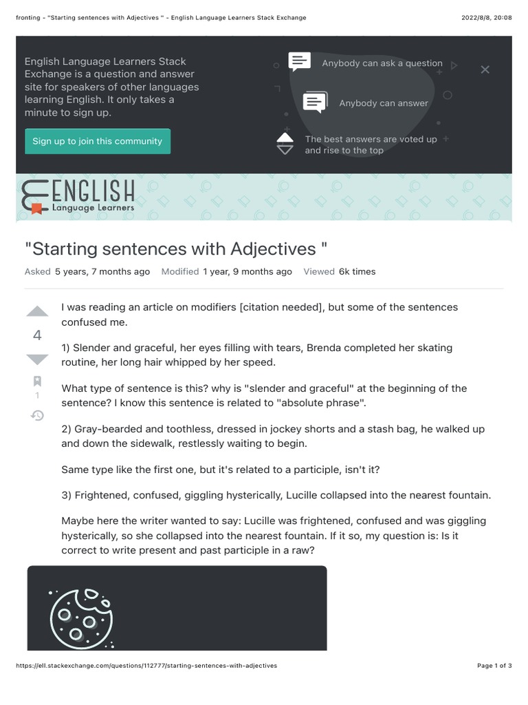 Starting Sentences with Adjectives | PDF | Adjective | Linguistic Typology