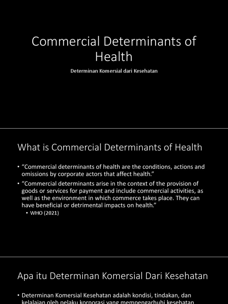 Commercial Determinants of Health 1 | PDF | Pengembangan Diri
