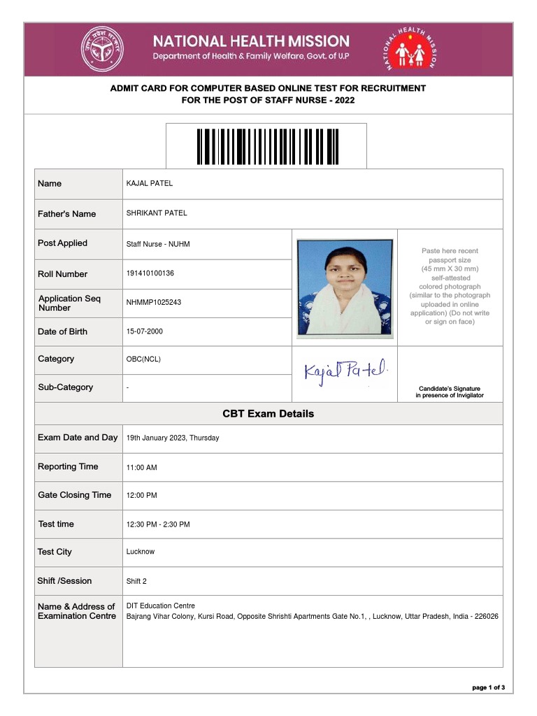 Admit Card | PDF