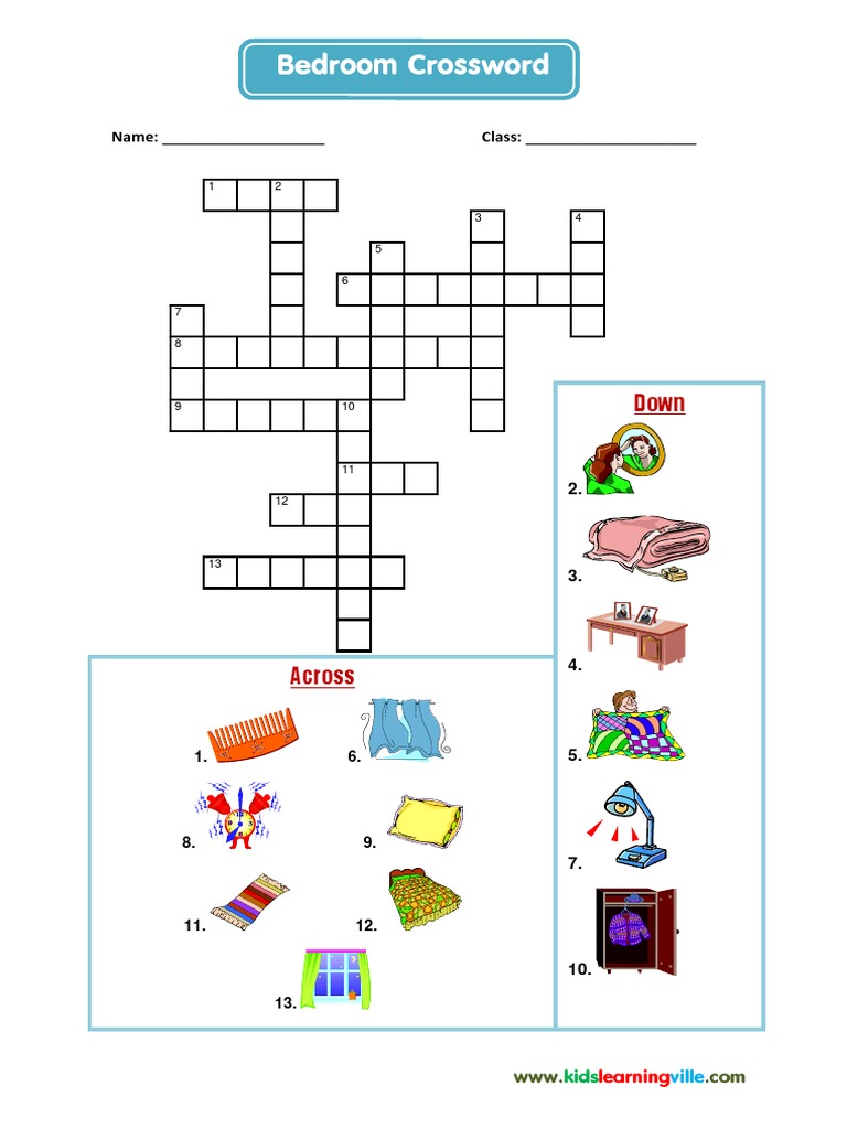 Bedroom Crossword Puzzle for Kids | PDF
