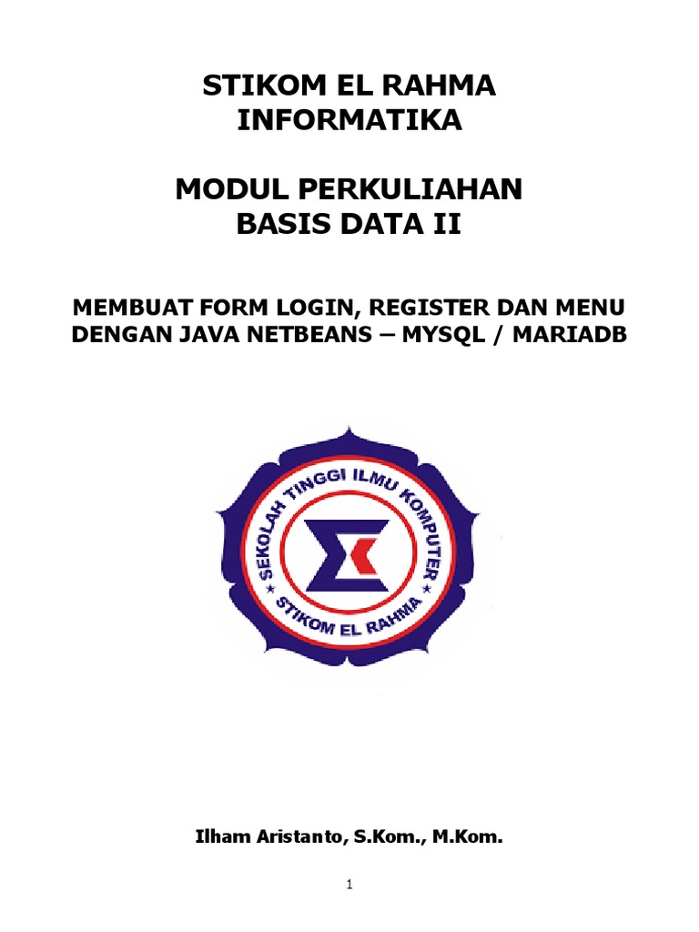 Membuat Form Login Register Menu Dengan Java Netbeans - SQL | PDF