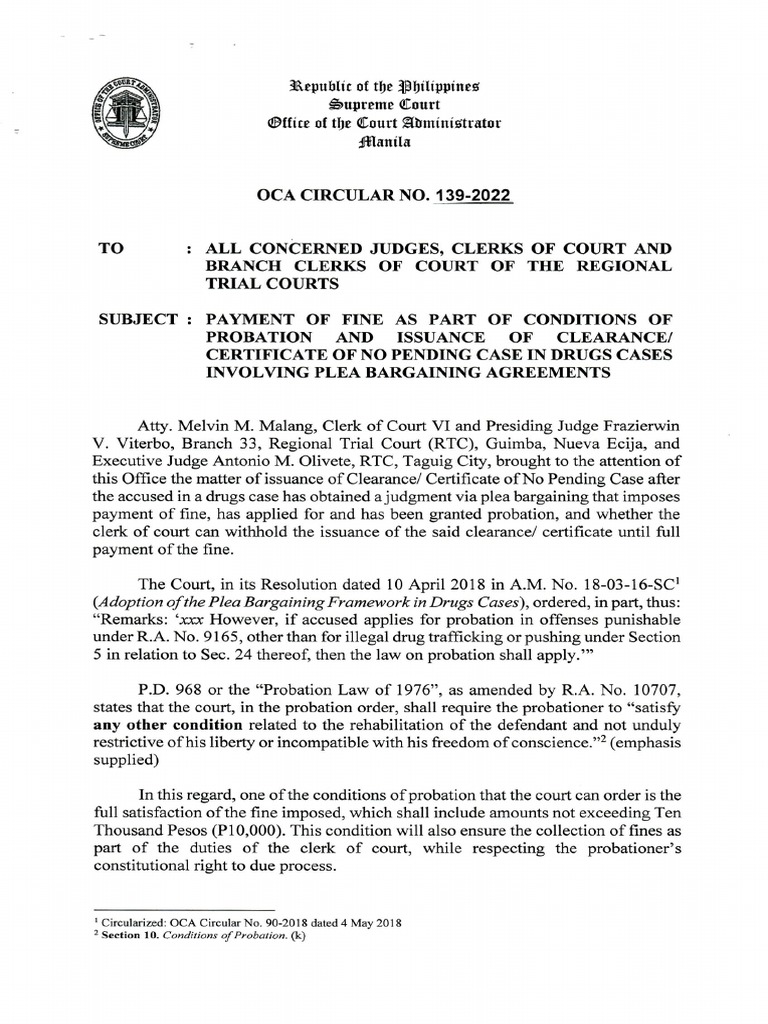 OCA Circular No. 139 2022 | PDF | Finance & Money Management | Law