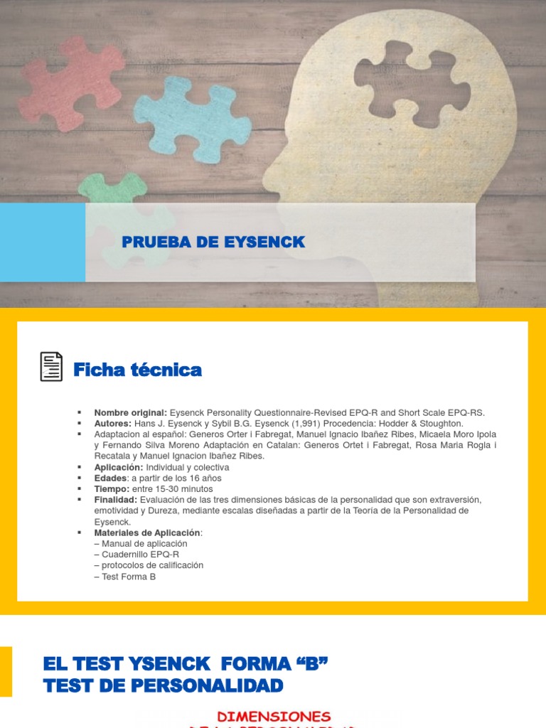 Test de Personalidad Eysenck EPQ-R | PDF | Psicología de la ...