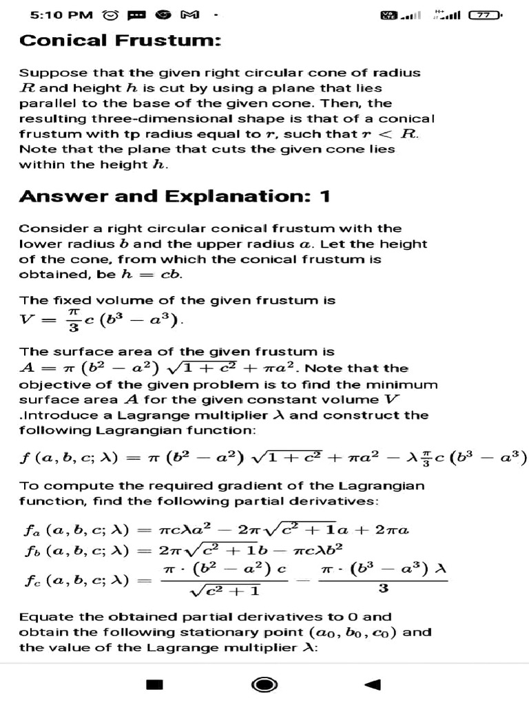 Minimizing Surface Area of Frustum | PDF | Mathematical Objects | Geometry