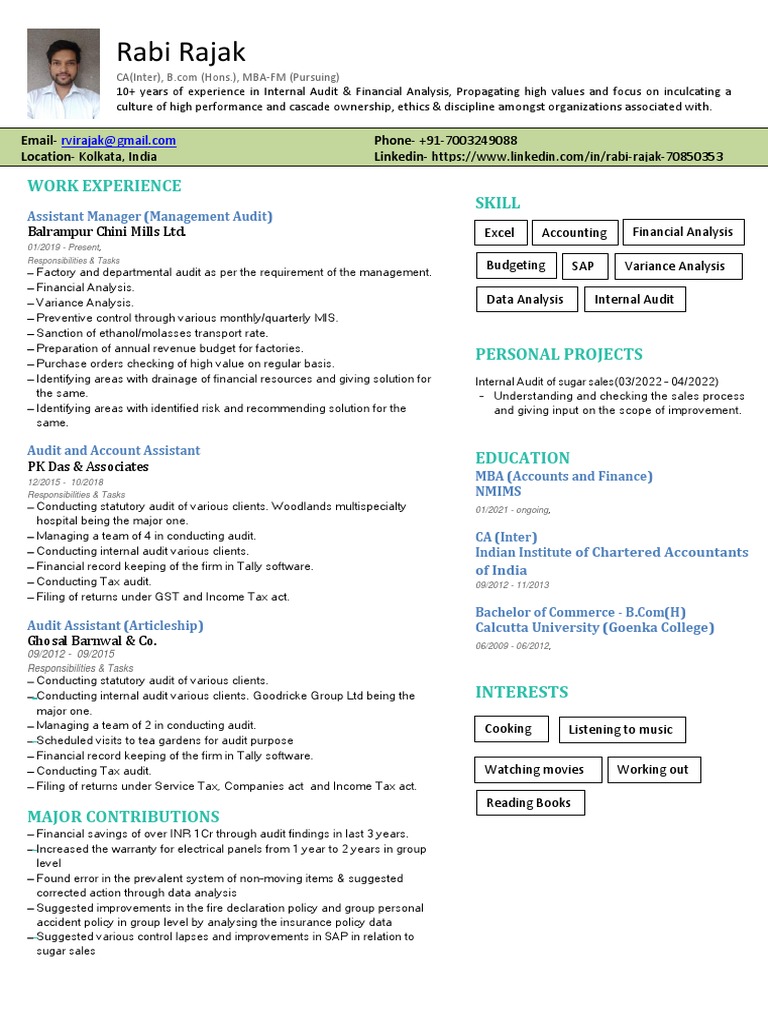 Rabi-Rajak Resume | PDF | Audit | Internal Audit