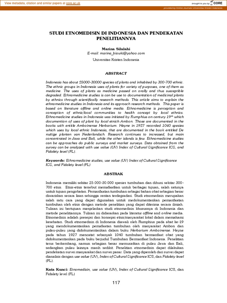 Studi Etnomedisin di Indonesia | PDF | Science