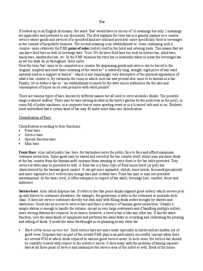 Bar Notes1 | Download Free PDF | Bar (Establishment) | Pub
