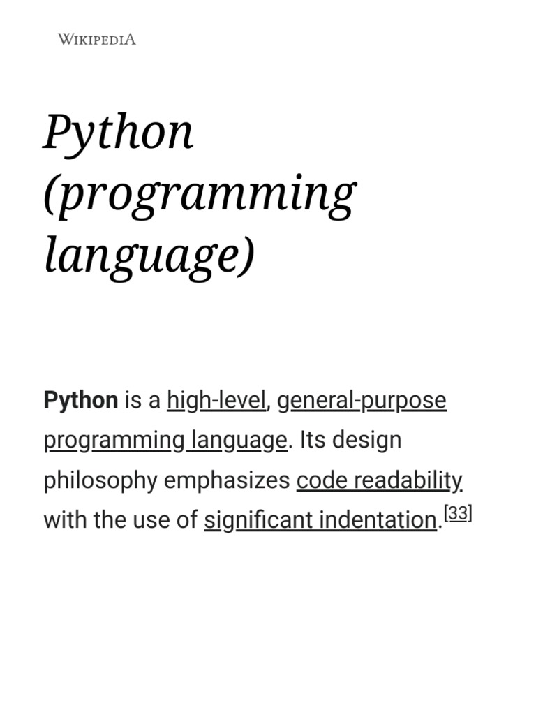 Python (Programming Language) - Wikipedia | Download Free PDF | Python ... Python (Programming Language) - Wikipedia | Download Free PDF | Python ...