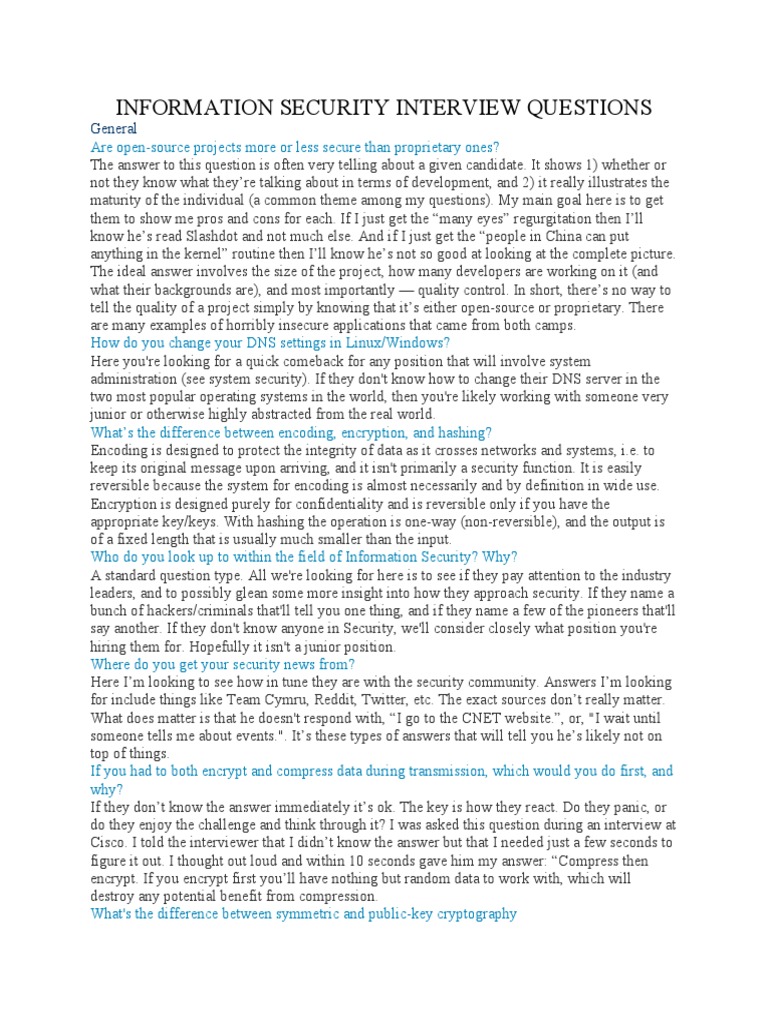 Information Security Interview Questions | PDF | Proxy Server | Computer Security