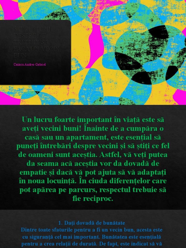 5 Idei Despre Ce Trebuie Sa Faca Un Vecin Bun | PDF