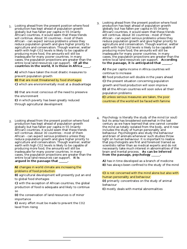 Advanced Reading Comprehension Test | PDF | Mind | United Nations