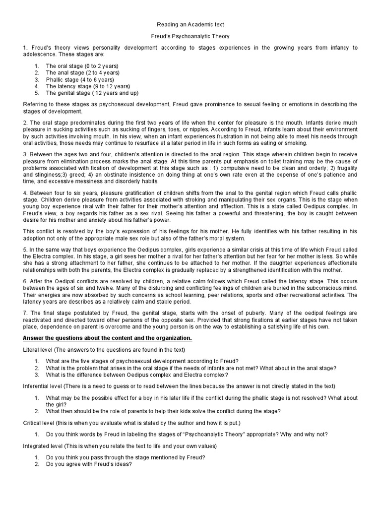 Reading Text Grade 11 Download Free Pdf Oedipus Complex Sigmund Freud 8789