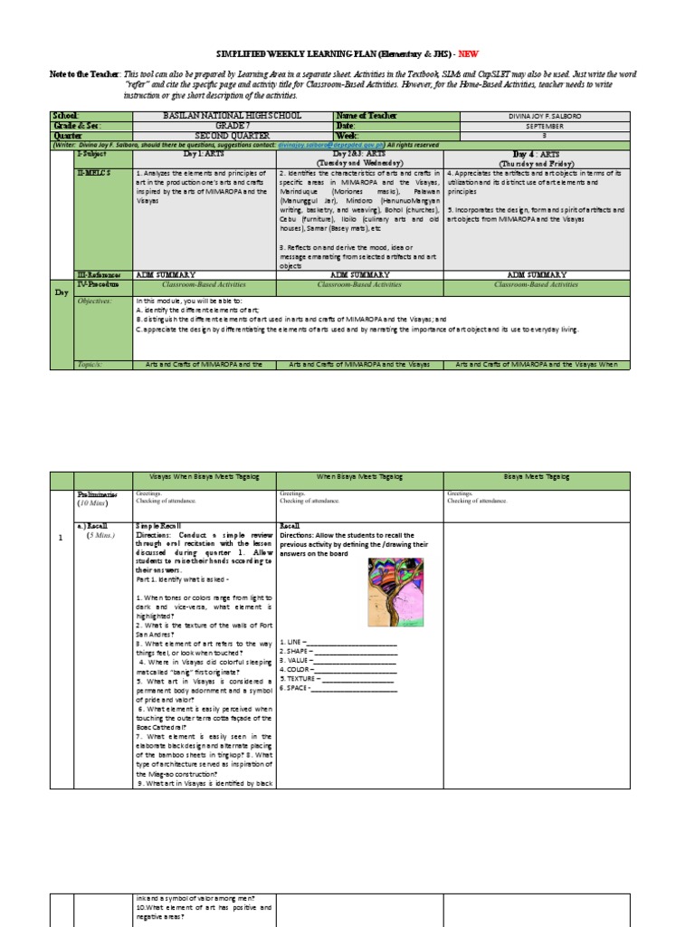 Simplified WLP ARTS 1 W1 | PDF
