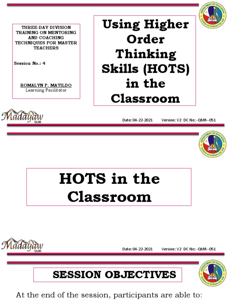 HOTS in The Classroom V.2.1 | PDF | Cognitive Psychology | Behavioural ...