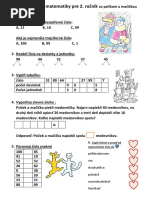 Vstupný Test Z Matematiky - 5. Ročník | PDF