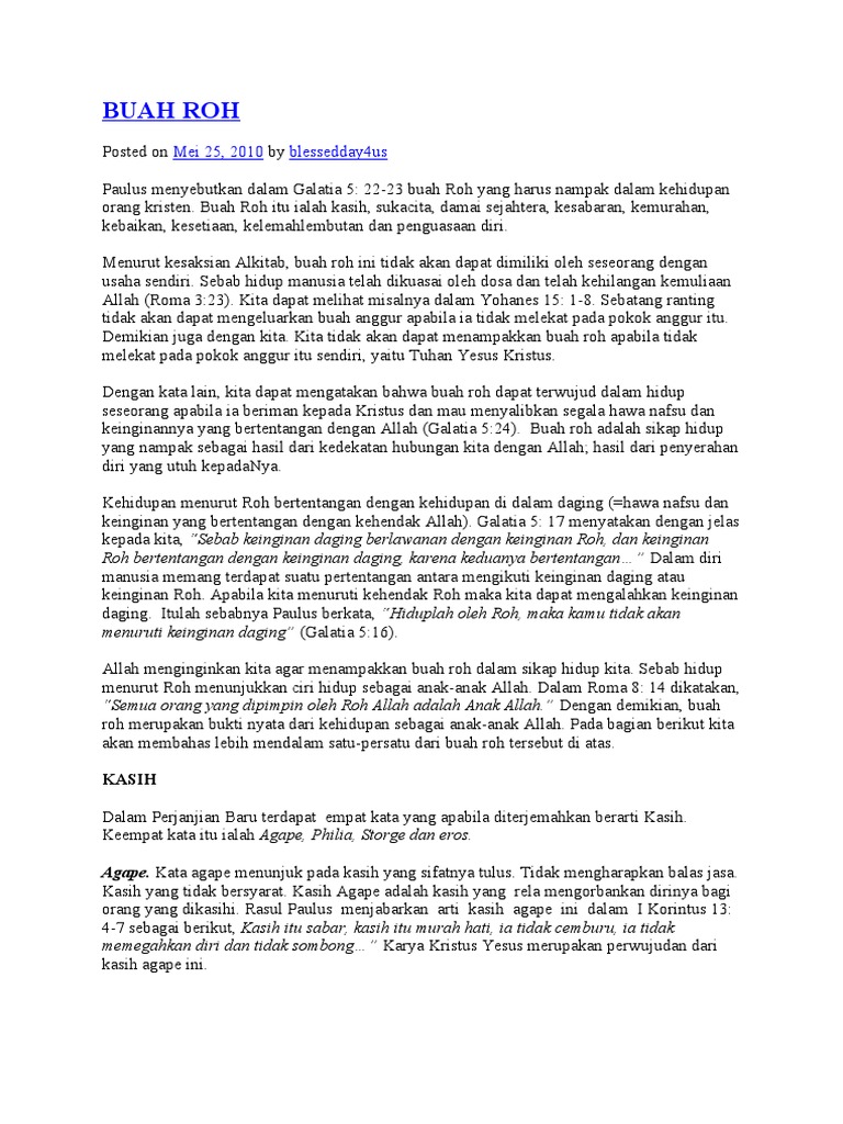Buah Roh | PDF | Pengembangan Diri