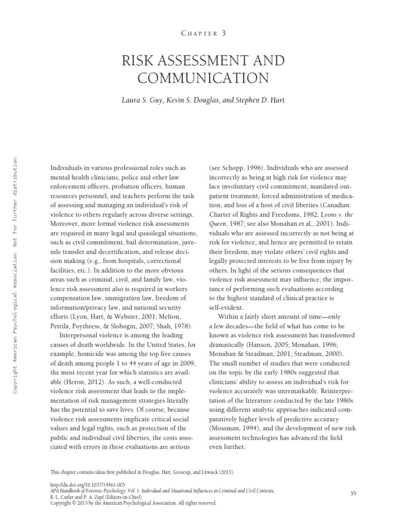 Risk Assessment and Communication: Laura S. Guy, Kevin S. Douglas, and ...