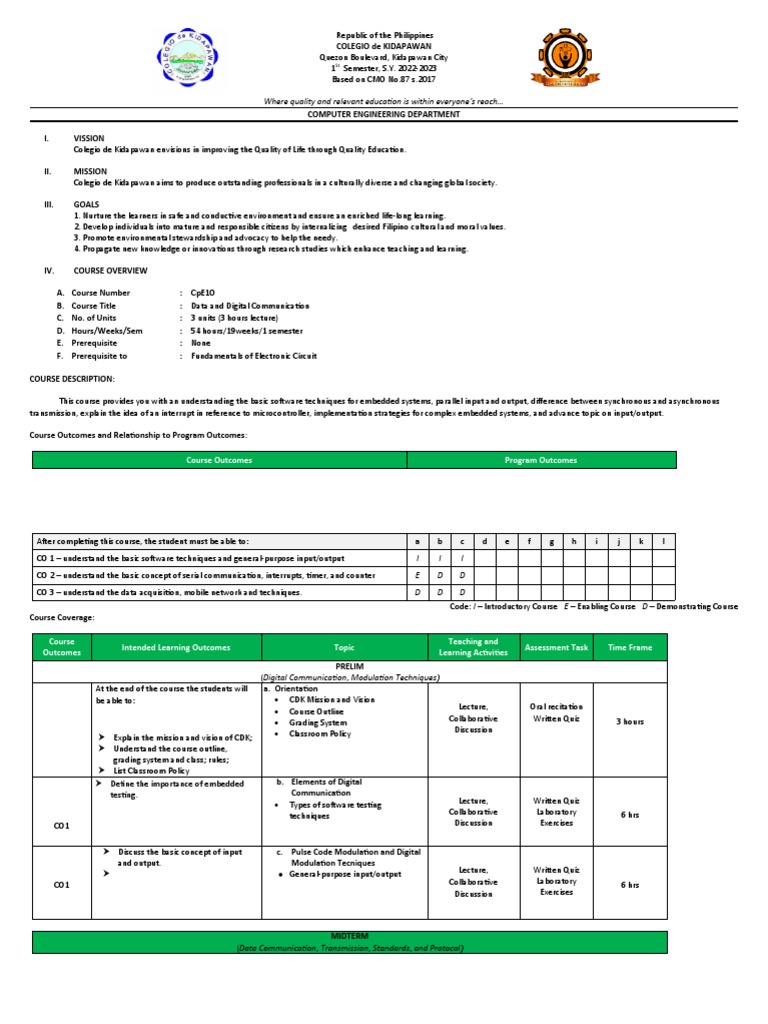 Data and Digital Communication | PDF | Lecture | Embedded System