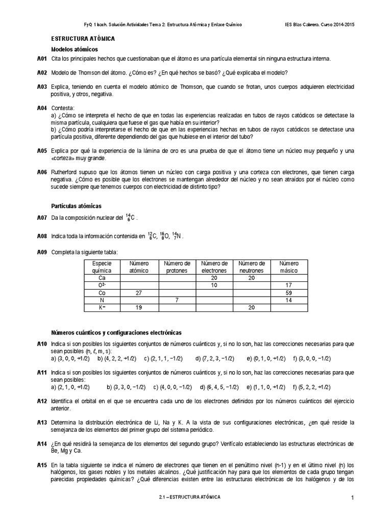 Enlace Quimico 1º Bachiller Pdf Compuestos Químicos Enlace Químico