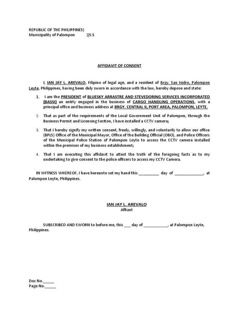 Affidavit of Consent-CCTV | PDF