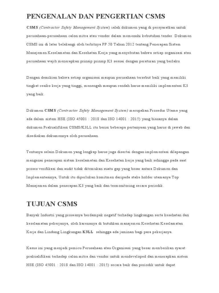Pengertian Csms | PDF