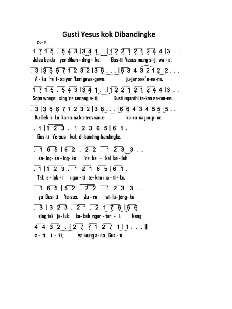 Partitur Gusti Yesus Kok Dibandingke | PDF
