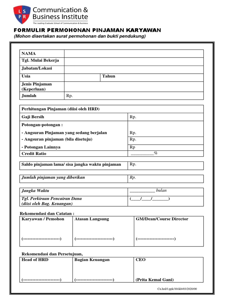 IKB Form Pinjaman Karyawan | PDF