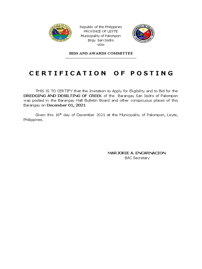 Certificate of Posting | PDF