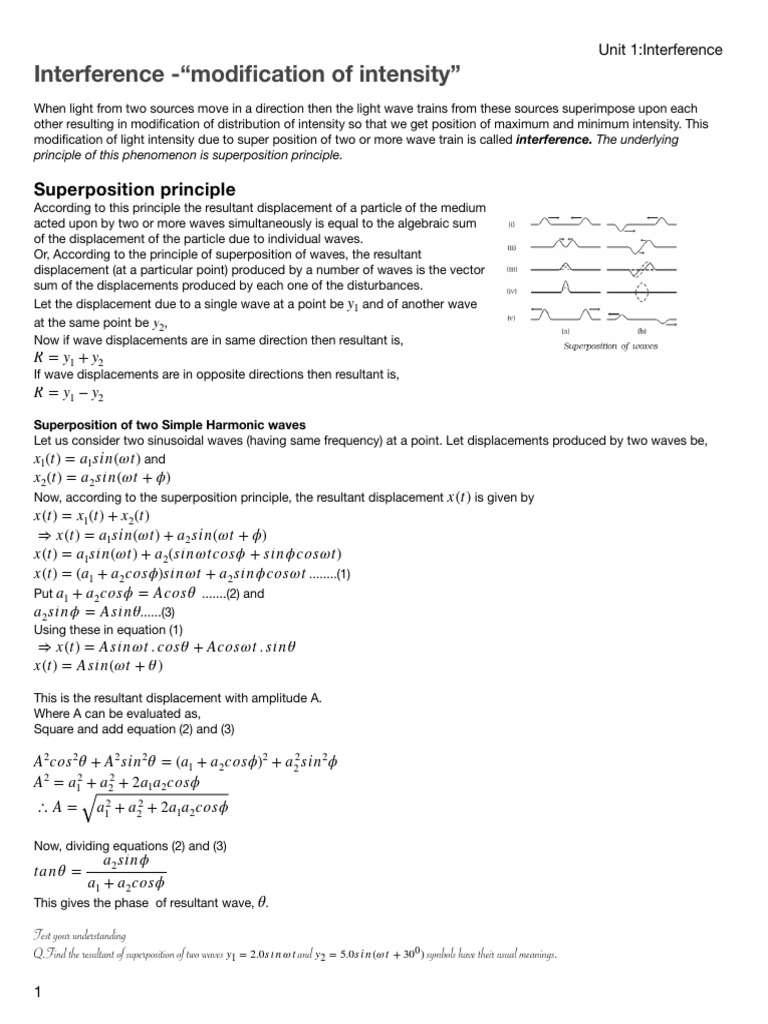 Interference and Superposition of Waves | PDF | Coherence (Physics) | Waves