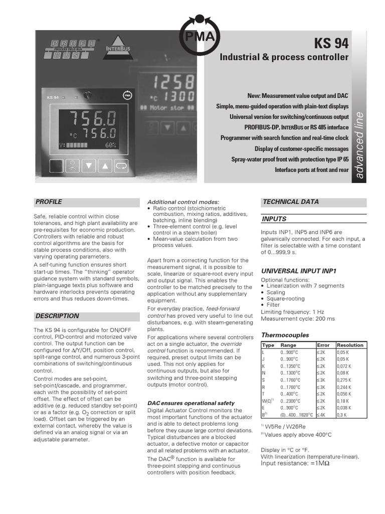 KS 94 Datasheet | Download Free PDF | Control Theory | Sensor