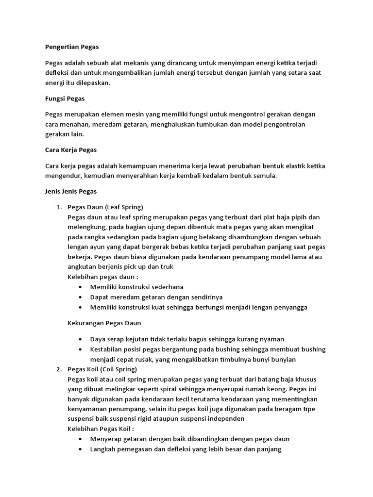 Jenis dan Fungsi Pegas dalam Mesin | PDF