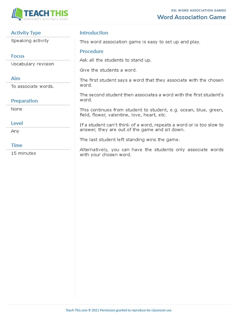 Word Association Game | PDF