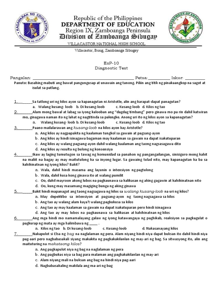 1st Quarter EsP-10 | PDF