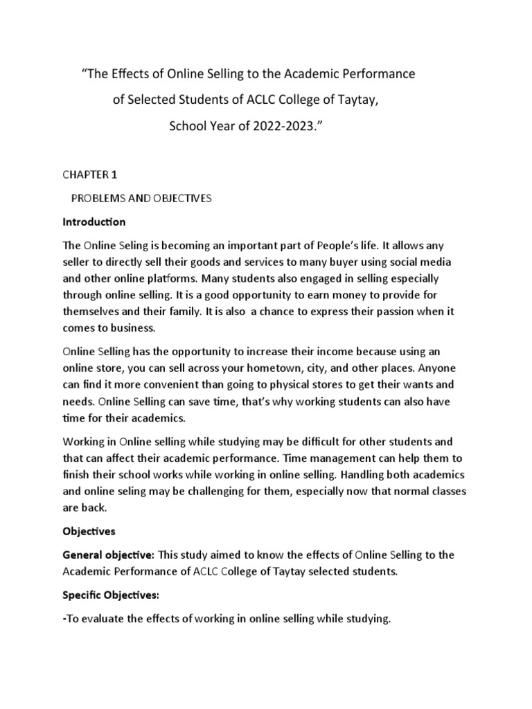 The Impact of Online Selling on the Academic Performance of Students: A ...