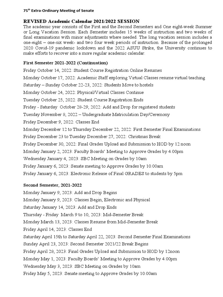 PROPOSED REVISED-Approved-Academic Calendar 2021-2024 | PDF | Academic ...