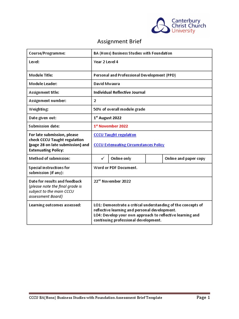 PPD Assignment 2-CCCU LSC BABS With Foundation | PDF | Evaluation | Theory