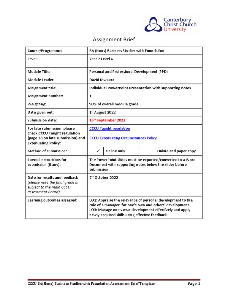 PPD Assignment 1-CCCU LSC BABS With Foundation | PDF | Theory | Analysis