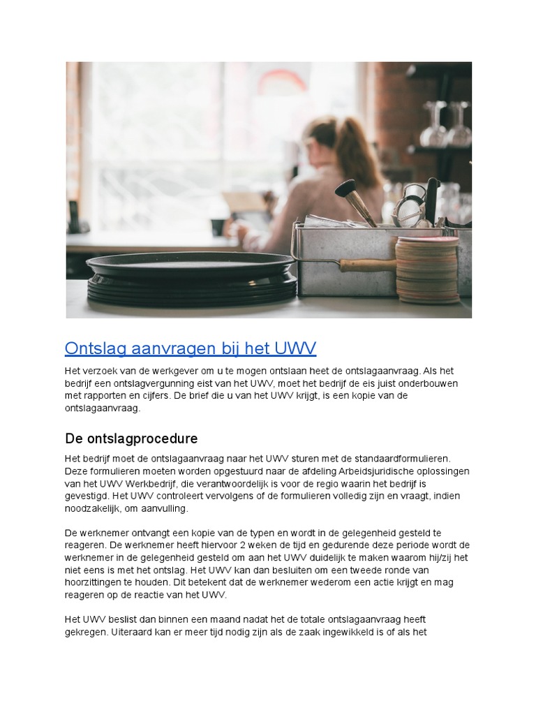 Diensten Ontslagprocedure-bij-het-UWV Ontslag Aanvragen UWV | PDF